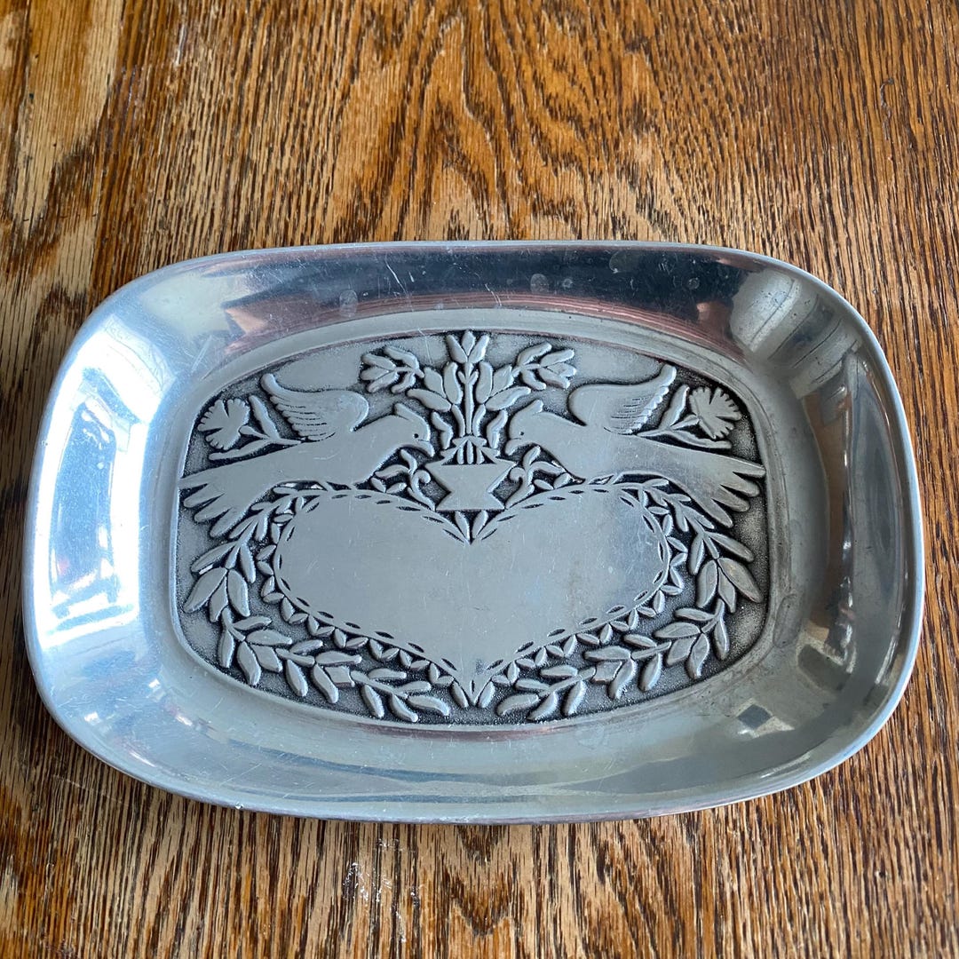 Vintage Wilton Armetale Pewter Tray Plate Lovebirds Trinket Keys ...