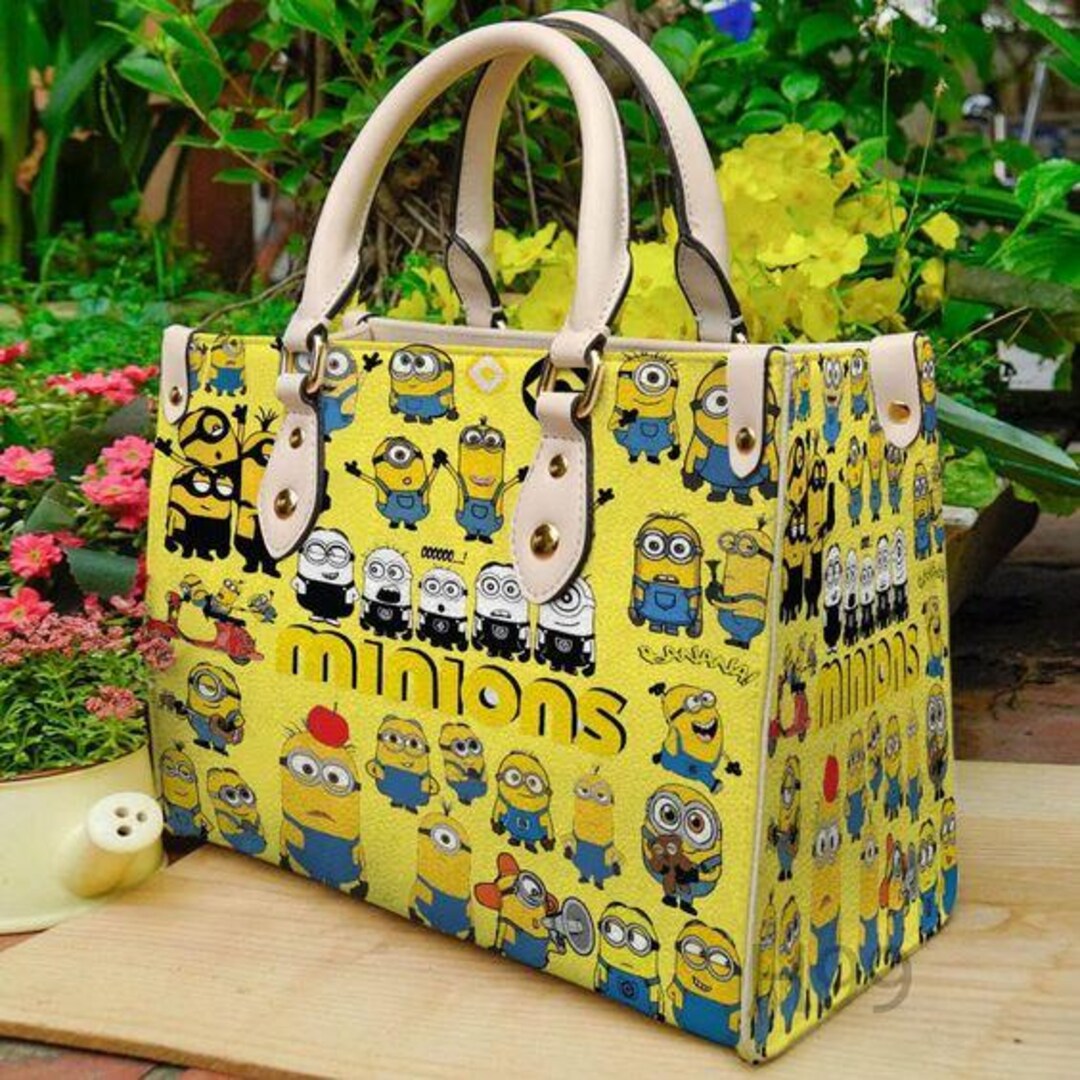 Minions Leather Handbag, Minion Character Shoulder Bag, Women Handbag ...
