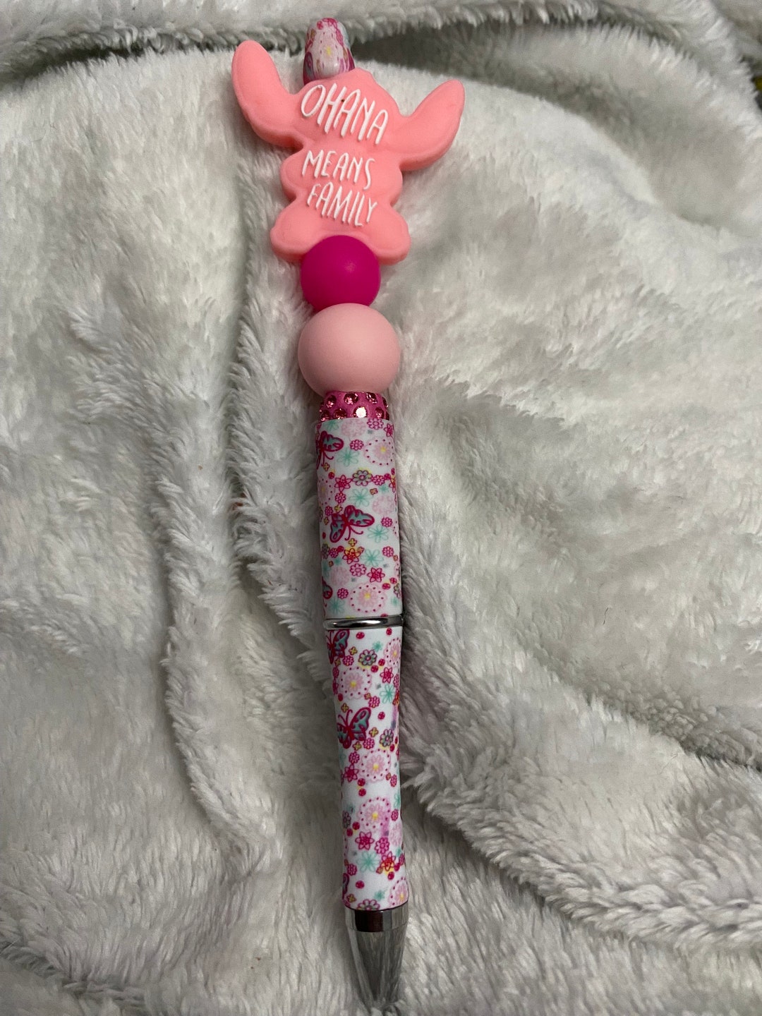 Ohana Means Family Pink Angel Beaded Pen, Lilo and Stitch, Office ...