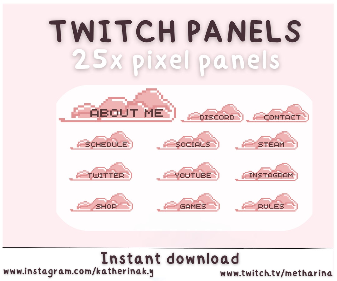 Cute Pixel Panels / Pixel Twitch Panels / Twitch Panels / Pink Cloud ...