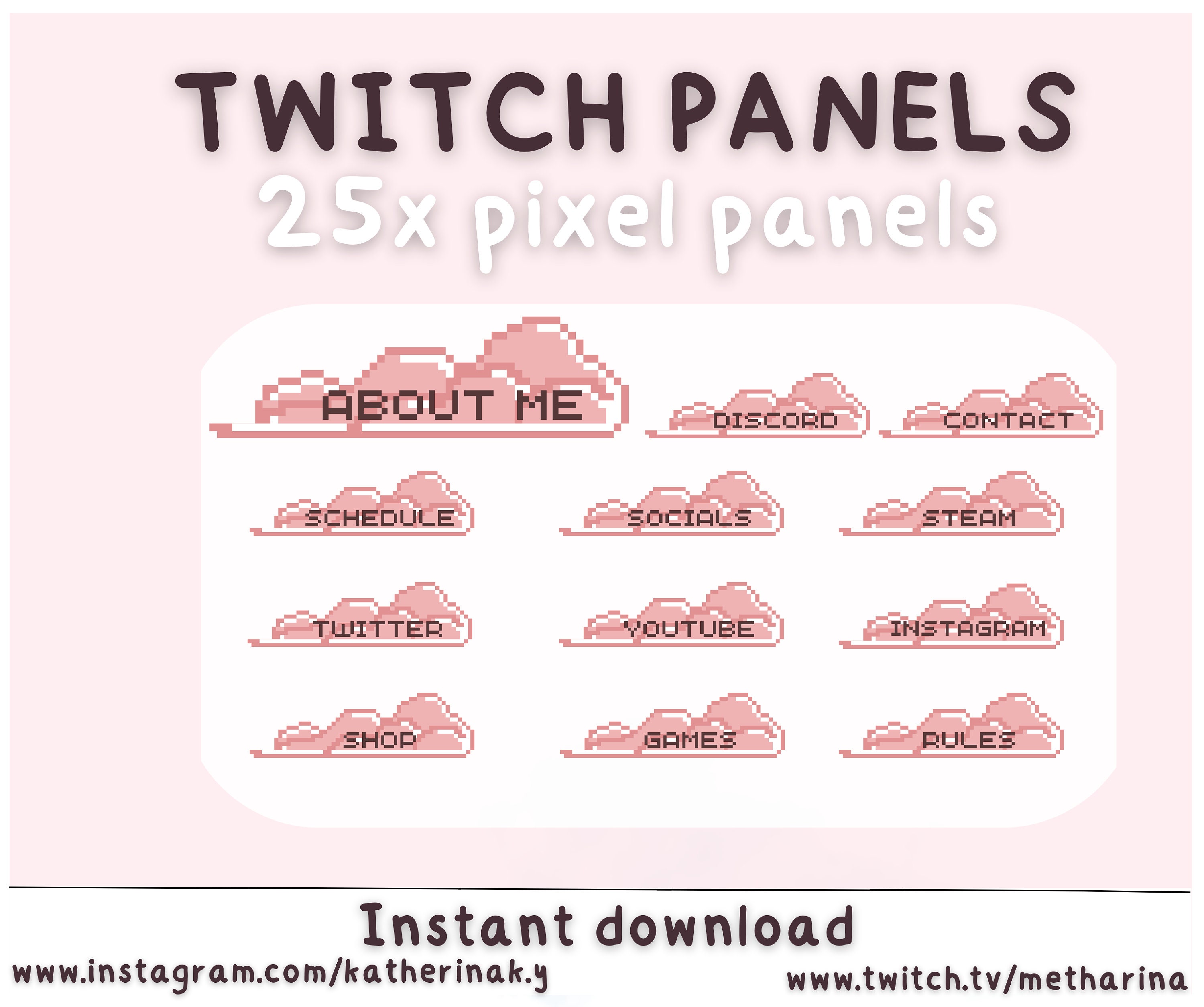 Cute Pixel Panels / Pixel Twitch Panels / Twitch Panels / Pink Cloud ...