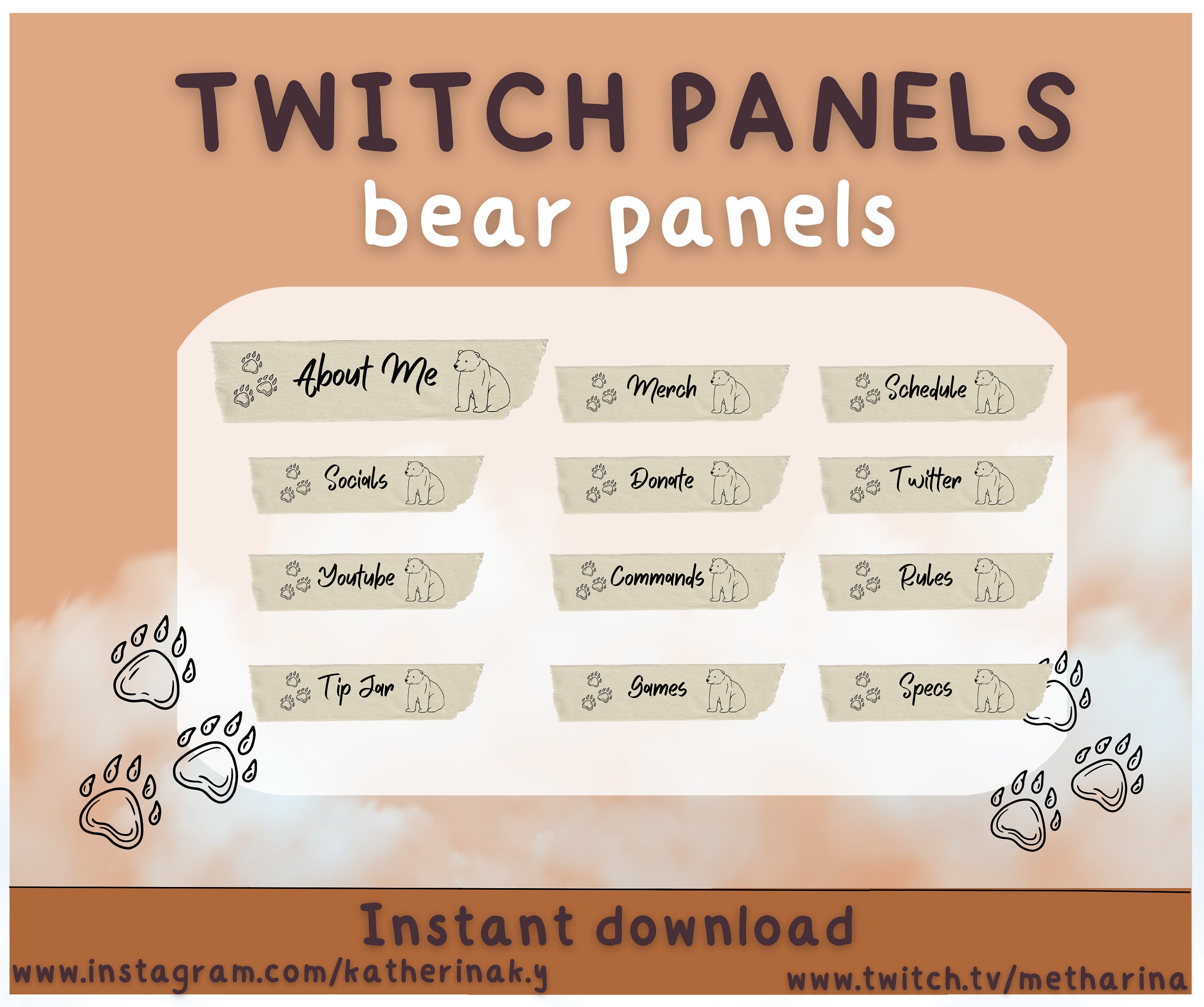 44x Bear Twitch Panels | Cute Bear Twitch Panels | Twitch Panels | Bear ...