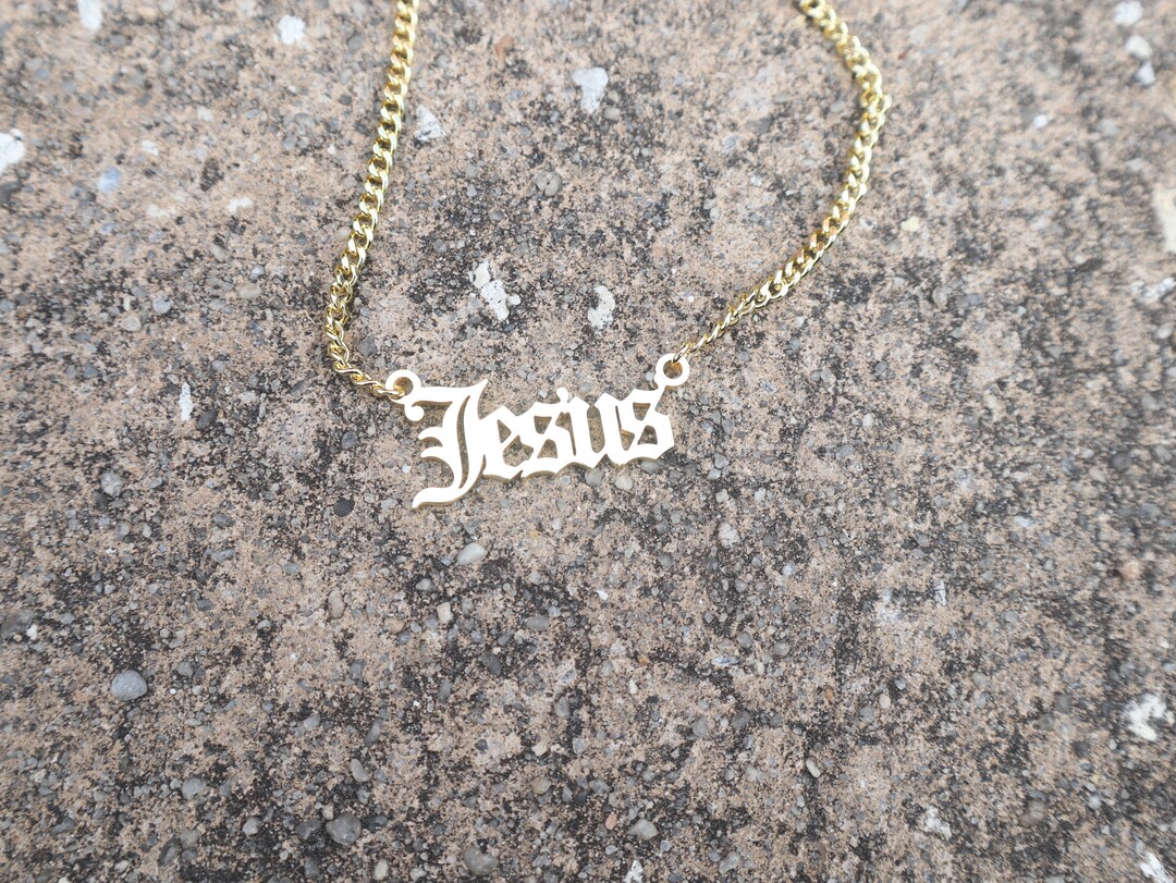 Jesus Name Written Charm Bracelet Gold Tone Links / Custom Designed - Etsy