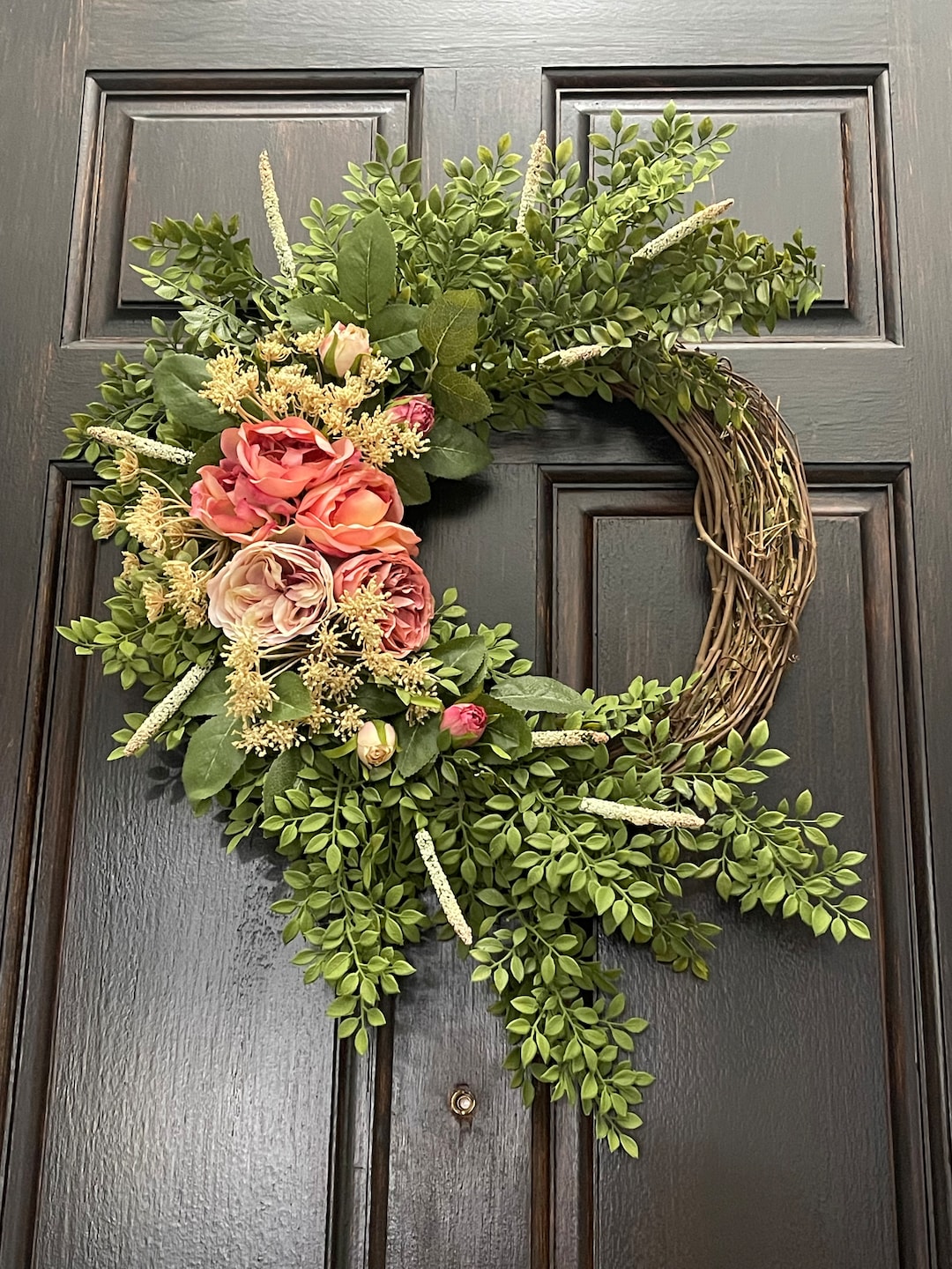 Spring Half Wreath With Roses and Trailing Lotus - Etsy