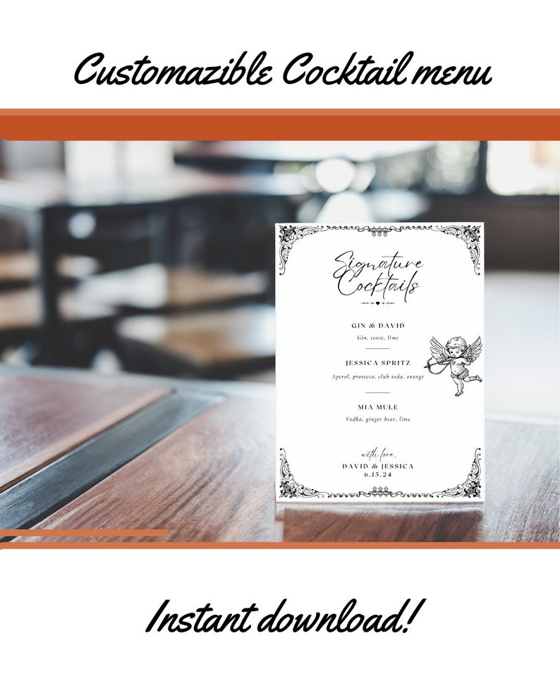 Bar Menu Template, Modern Editable Drink Menu, Minimalist Printable Bar ...