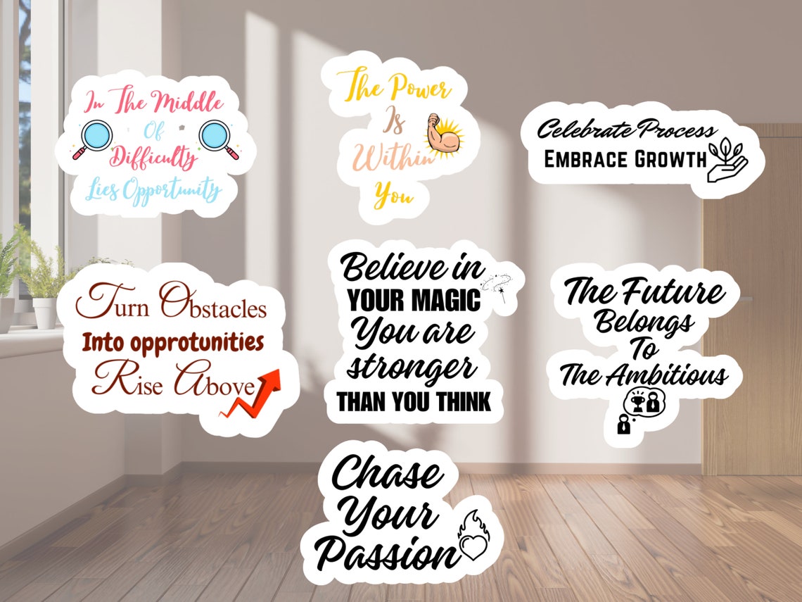 Boho Inspirational Quotes Svg Png Bundle, Printable Stickers ...