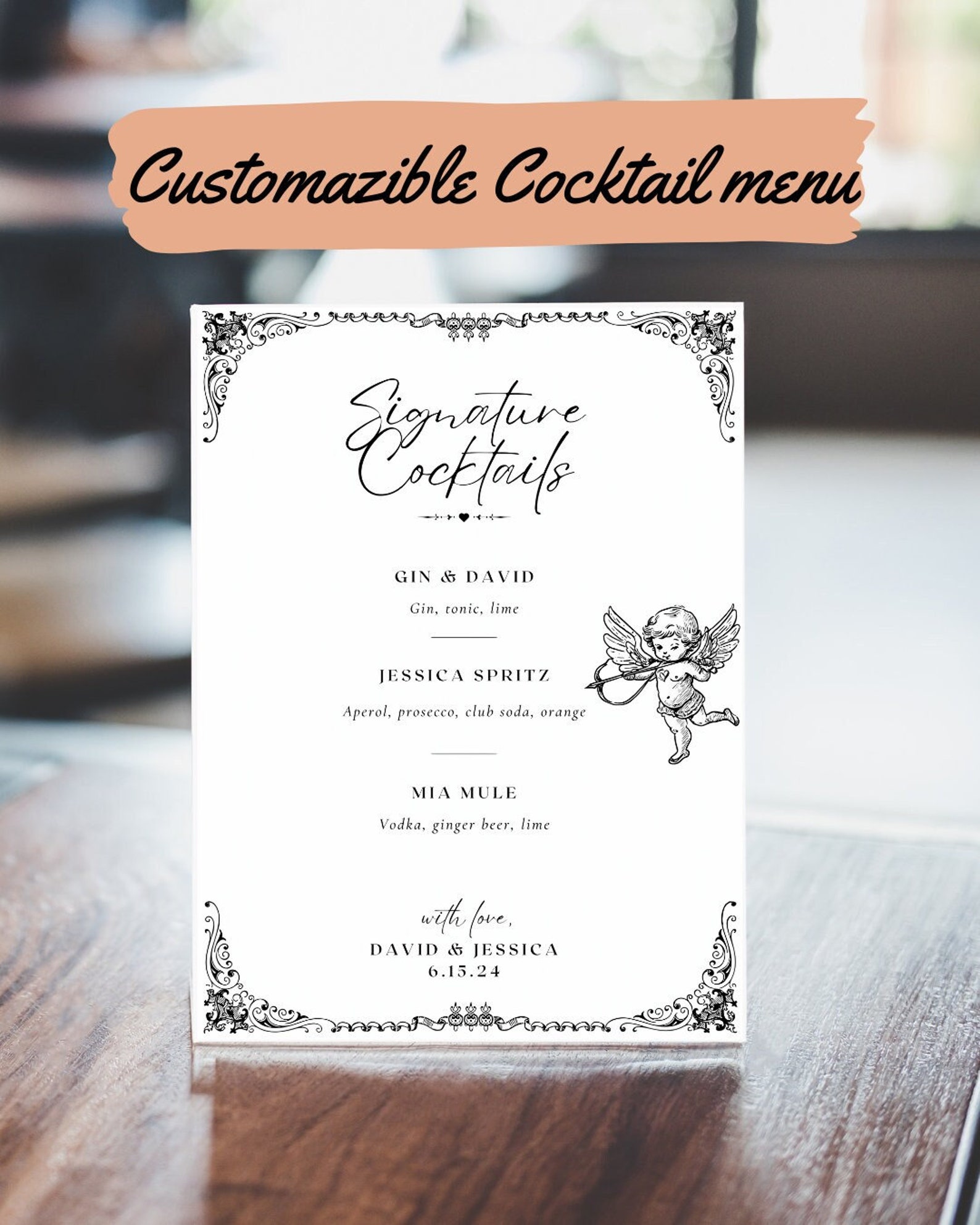 Bar Menu Template, Modern Editable Drink Menu, Minimalist Printable Bar ...