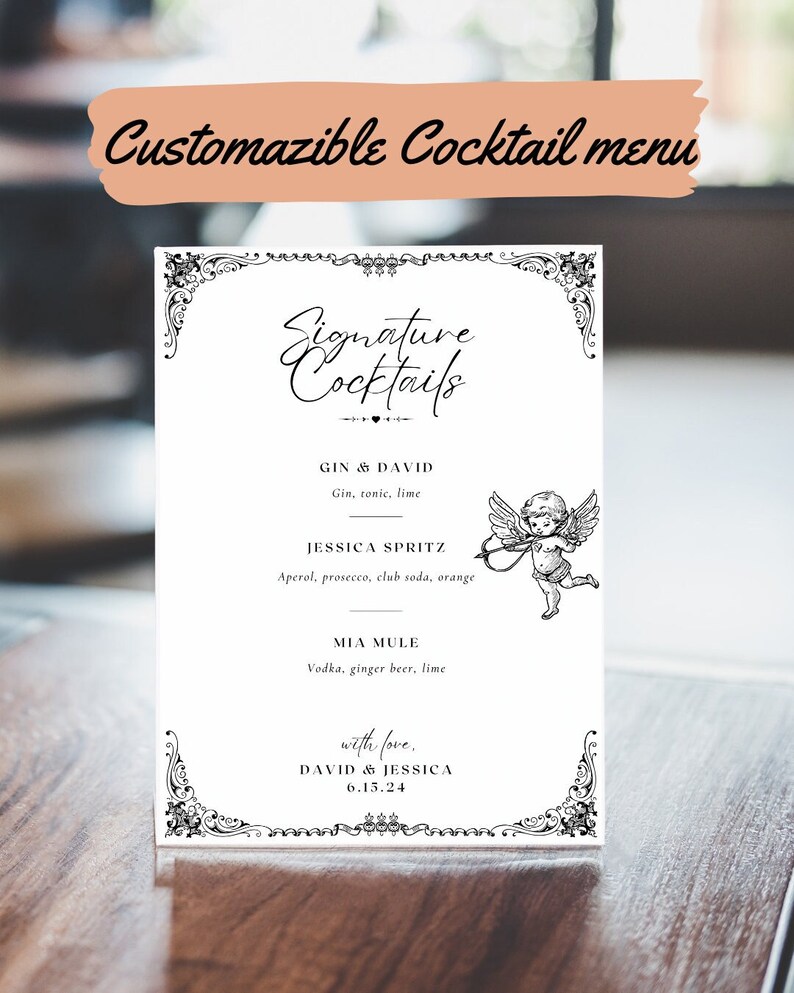 Bar Menu Template, Modern Editable Drink Menu, Minimalist Printable Bar ...