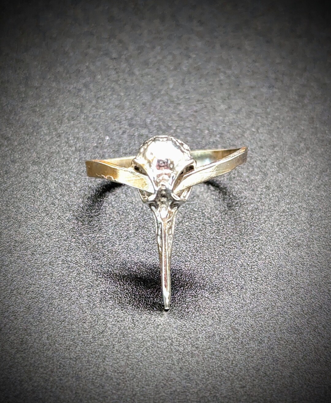Sterling Silver Hummingbird Skull Ring (skinny Band) - Etsy