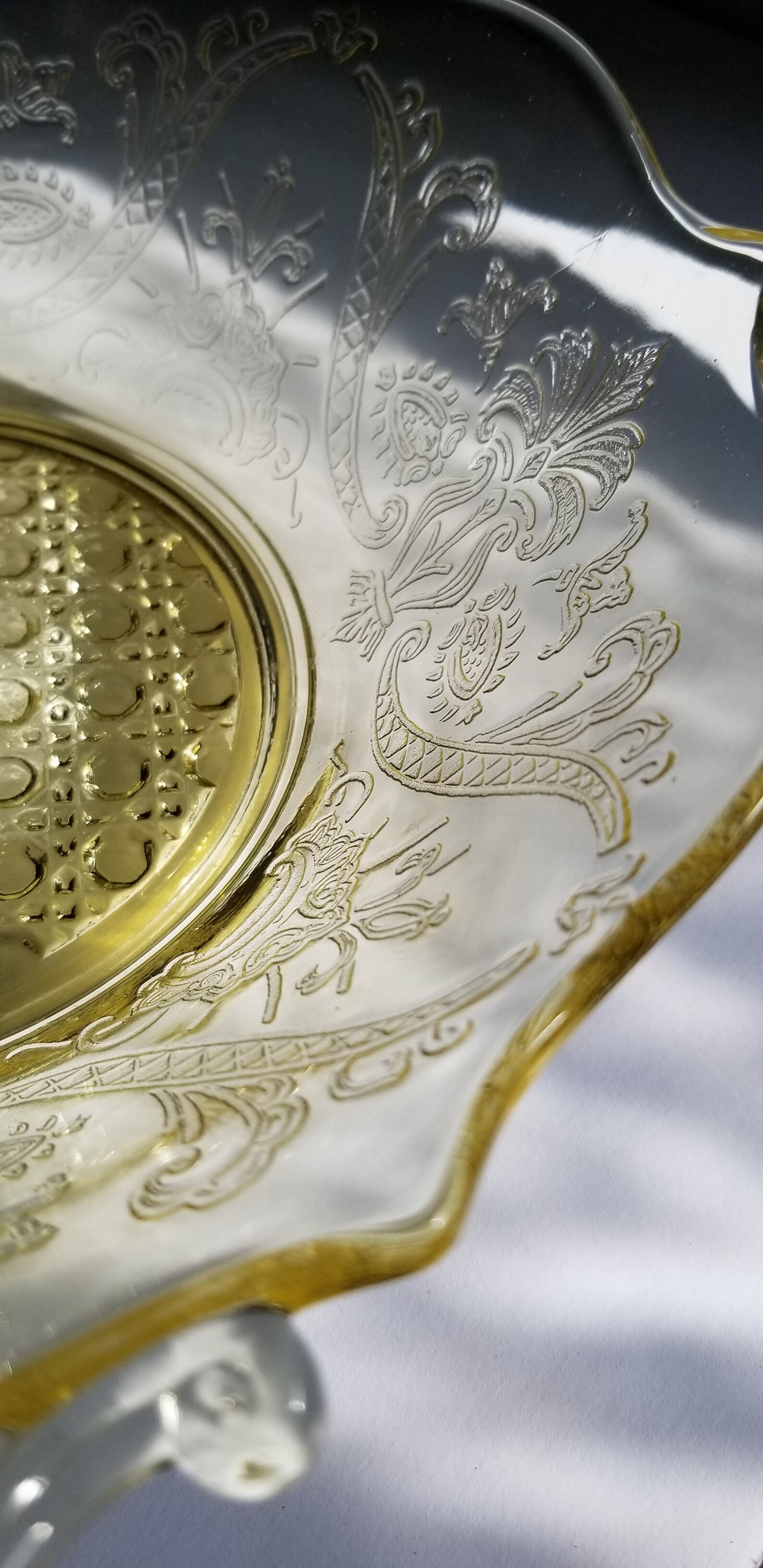 Vintage 1930s LANCASTER Glass Co. Yellow Depression Glass Double ...