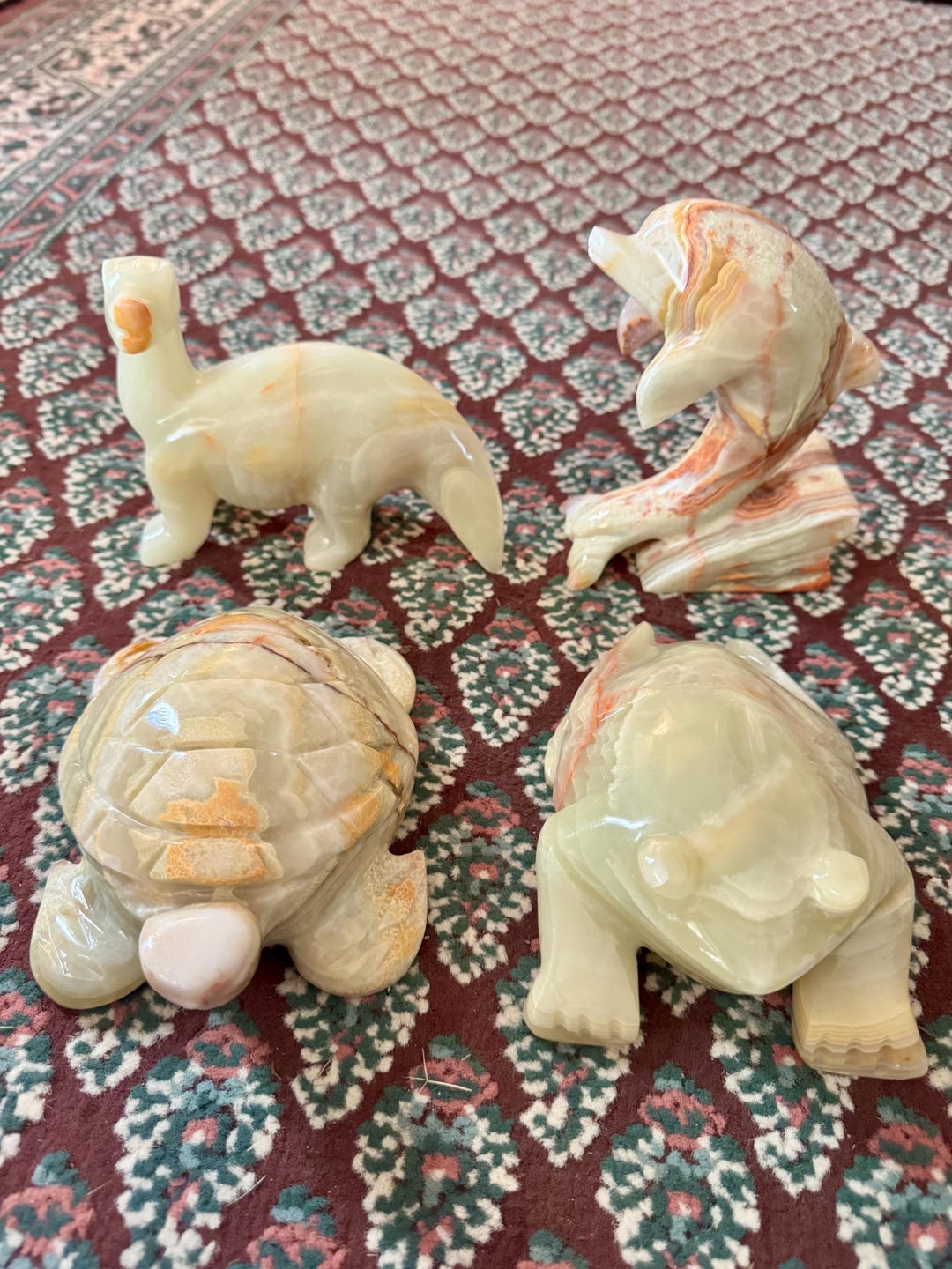 Large Onyx Animal Sculptures. Set of 4. Dolphin, Turtle, Frog ...