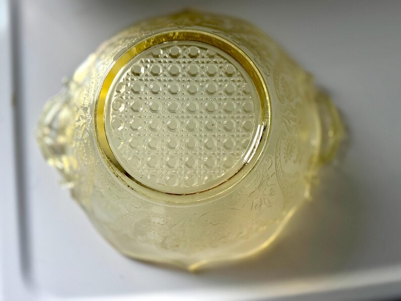 Vintage 1930s LANCASTER Glass Co. Yellow Depression Glass Double ...