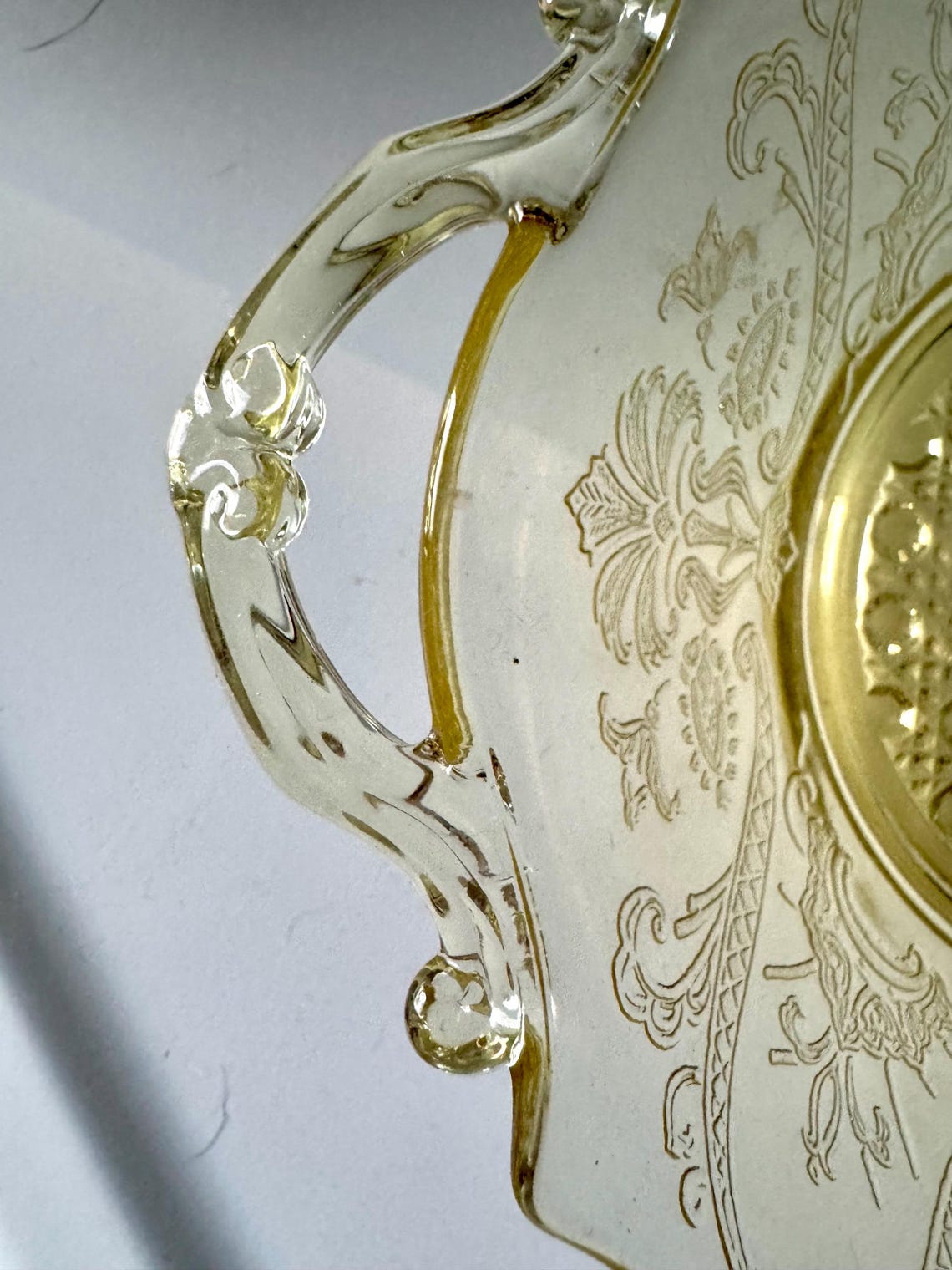 Vintage 1930s LANCASTER Glass Co. Yellow Depression Glass Double ...