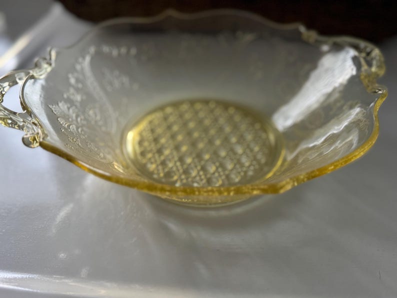 Vintage 1930s LANCASTER Glass Co. Yellow Depression Glass Double ...