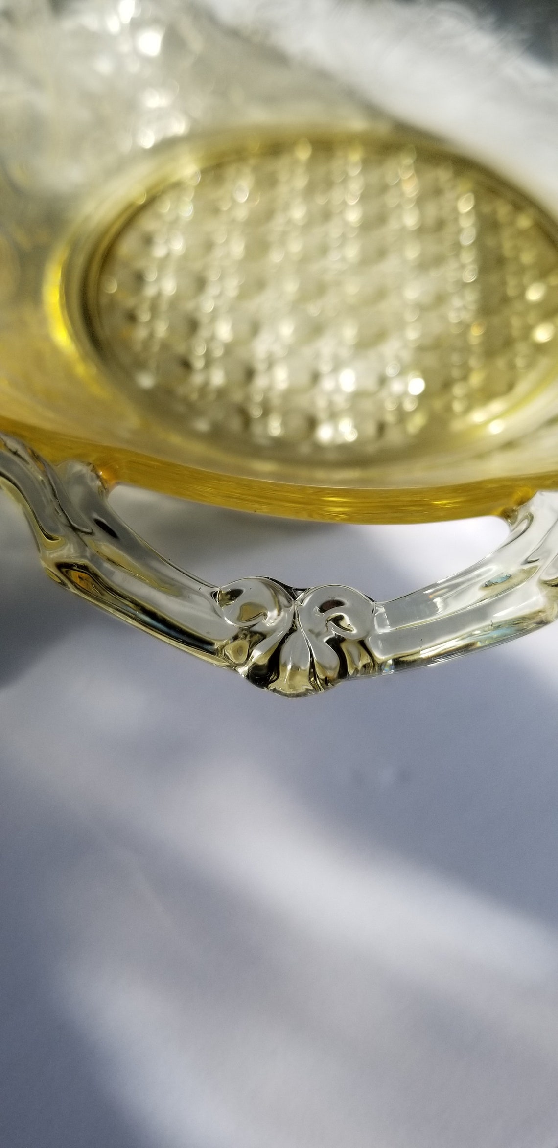 Vintage 1930s LANCASTER Glass Co. Yellow Depression Glass Double ...