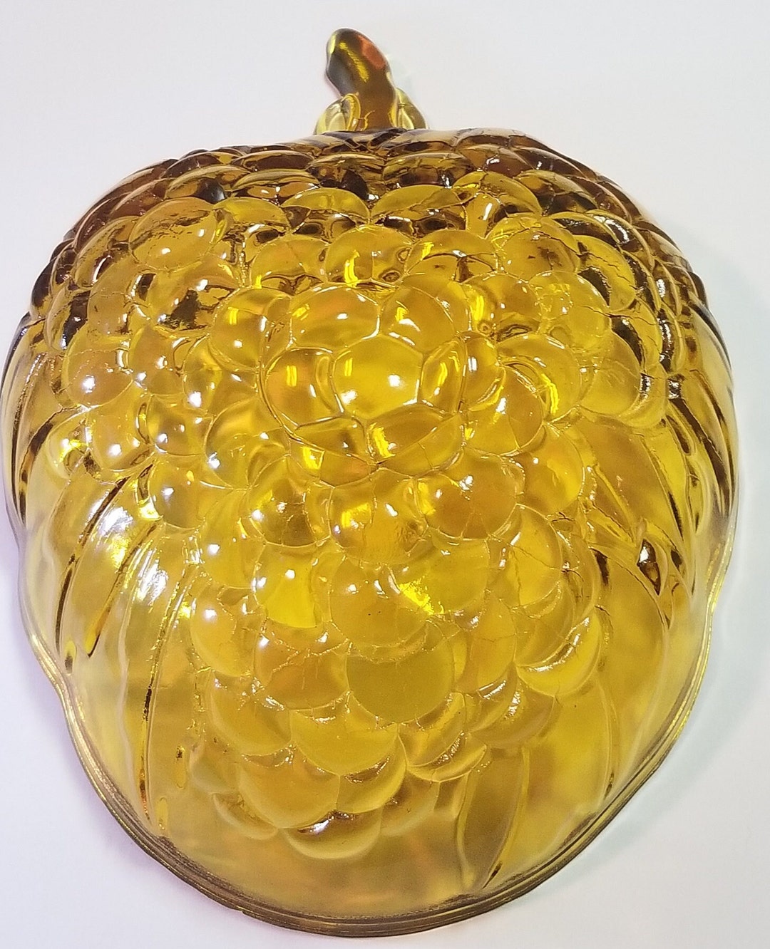 Large MCM Amber Colored INDIANA GLASS Bowl. Grape Cluster Pattern. - Etsy