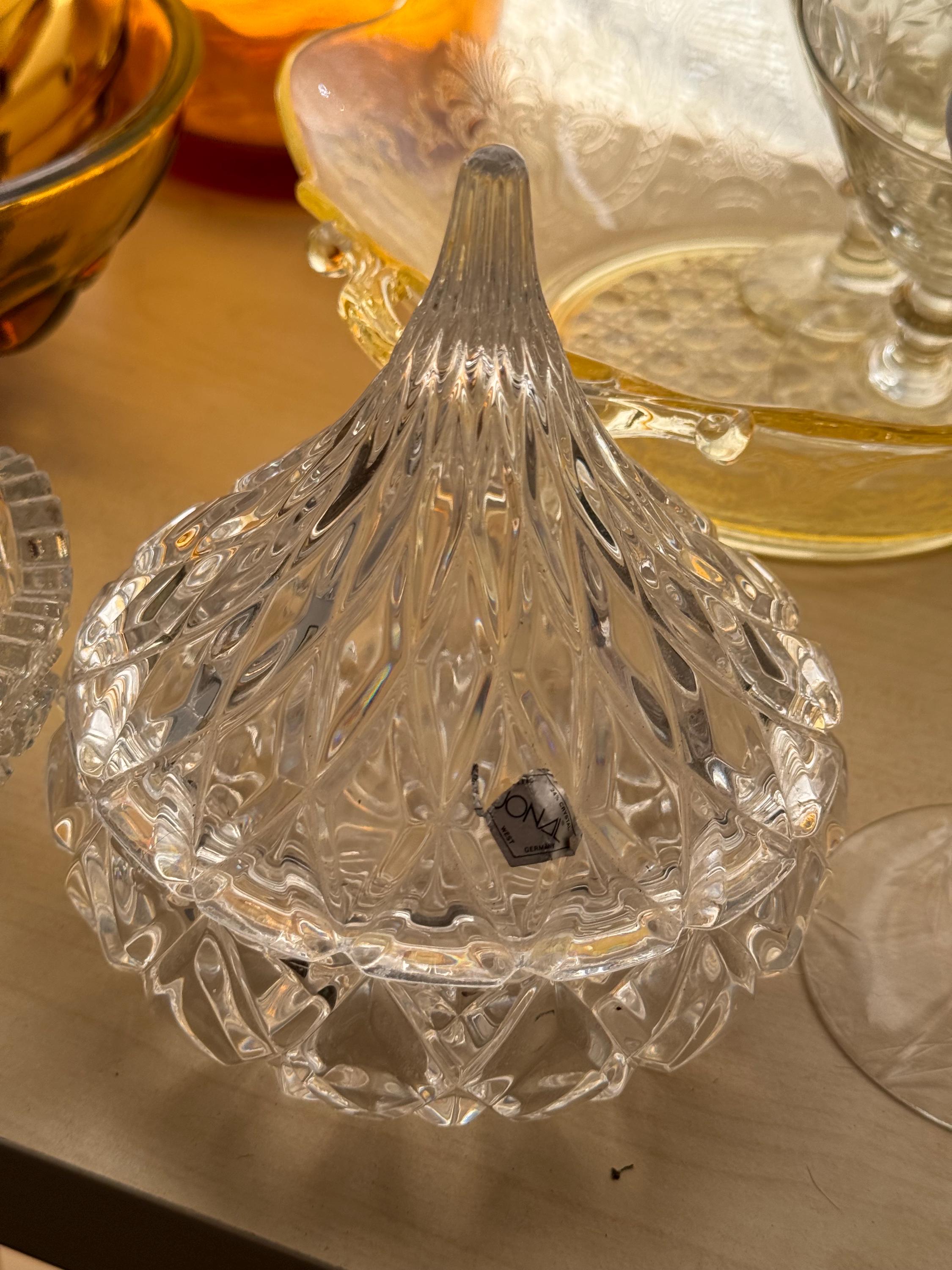Vintage JONAL Crystal Hershey Kiss Style Candy Dish. Marked. West ...