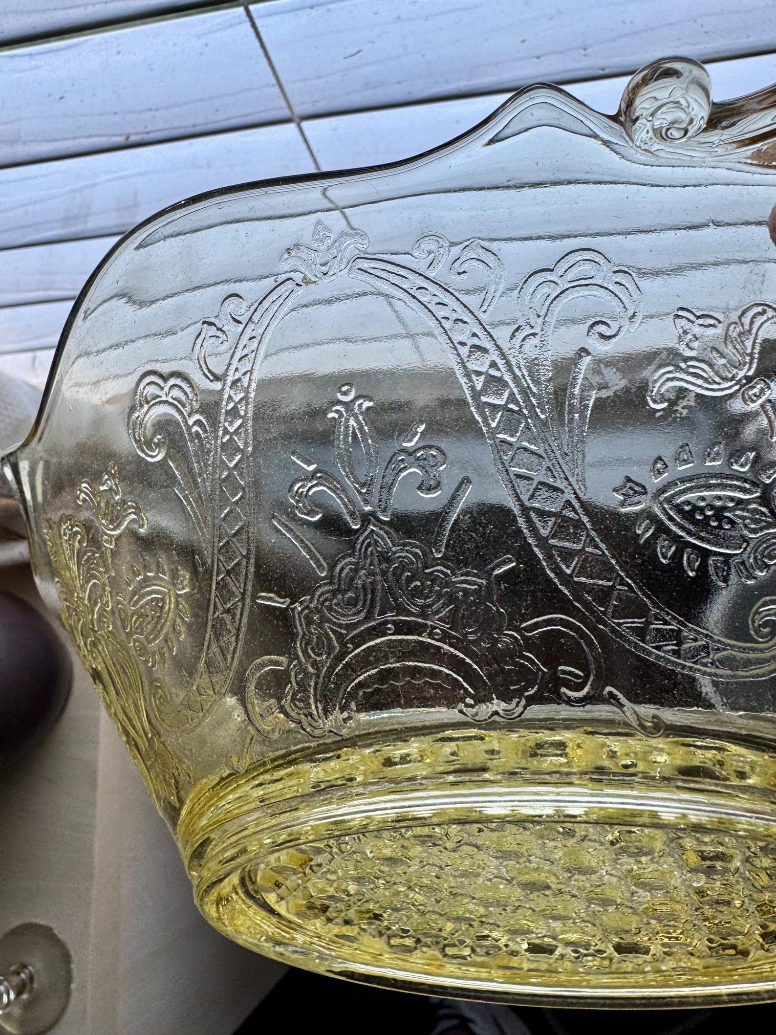 Vintage 1930s LANCASTER Glass Co. Yellow Depression Glass Double ...