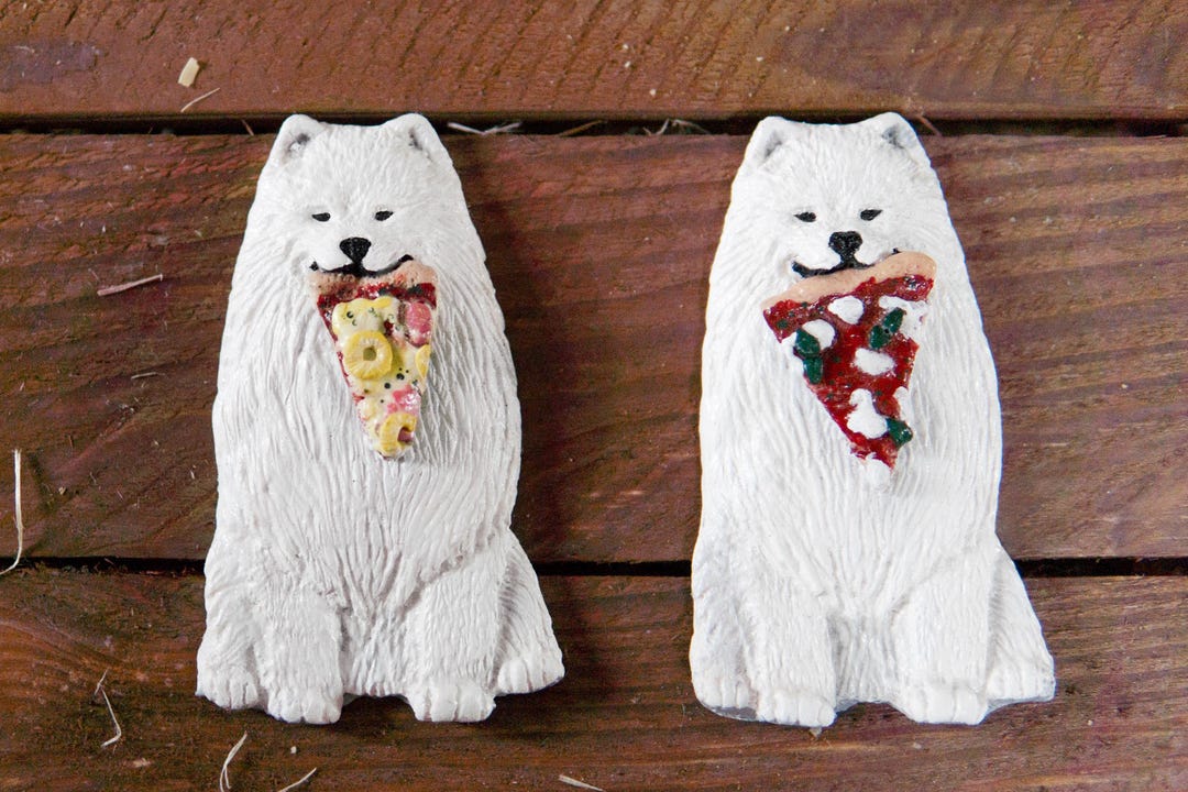 Samoyed / American Eskimo Dog Food Collection Pizza Fridge Magnet or ...