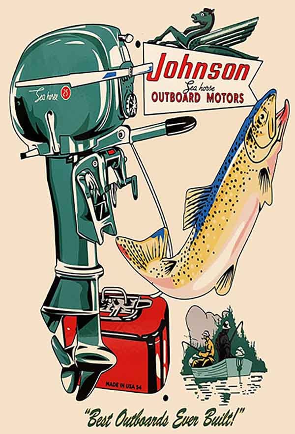 JOHNSON Sea Horse Outboard Boat Motor Advertising Sign Gas Pump Motor ...