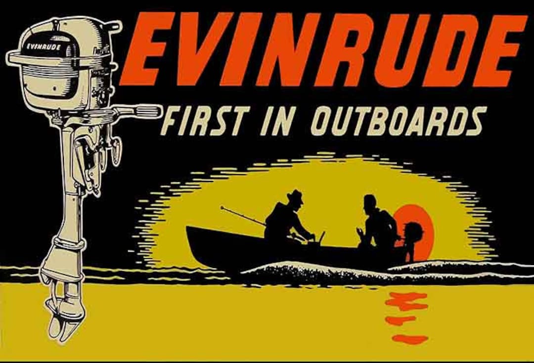 Evinrude Sign Large 24in Metal Boat Store Display Man Cave Gas Oil ...