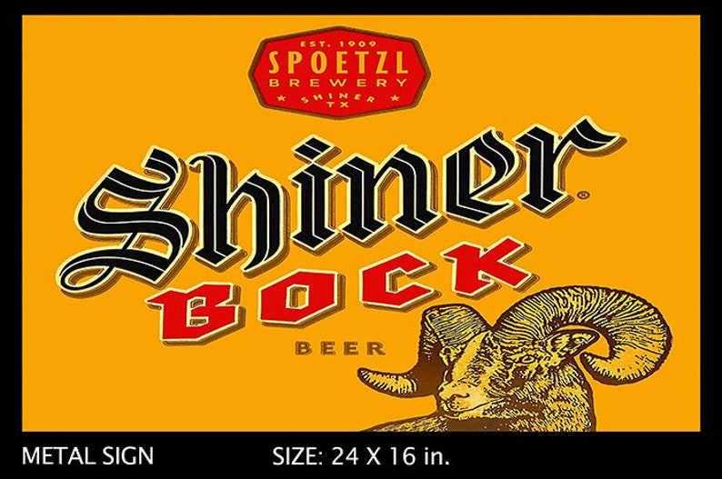 Shiner Bock Sign Large 24in Beer Pub New Texas Pull Rams - Etsy
