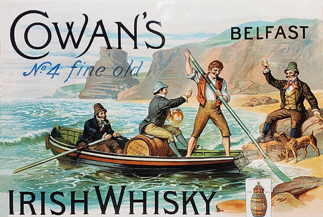 Large 24in Vintage Style Irish Whiskey Metal Sign Whisky Bar Sign Man ...