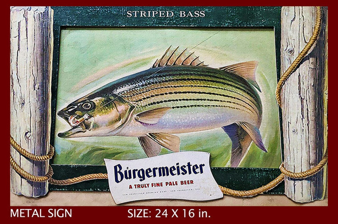 Burgermeister Bass Fish Beer Sign Large 24in Vintage Style - Etsy