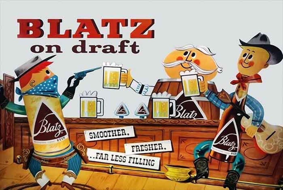 BLATZ Beer Sign Large 24in on Draft Cowboy Saloon Bar Display 1959 ...