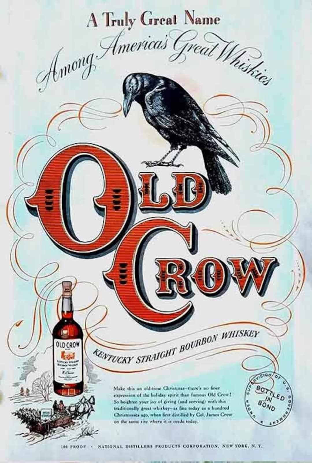 1949 Old Crow Kentucky Bourbon Whiskey Large 24in Old Crow - Etsy