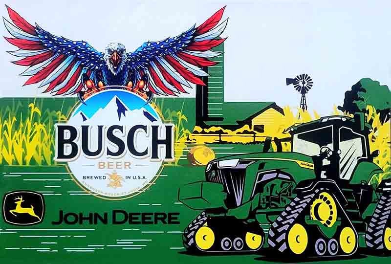 BUSCH Light Beer Sign American Farmers Large 24in Metal Sign John Deere ...