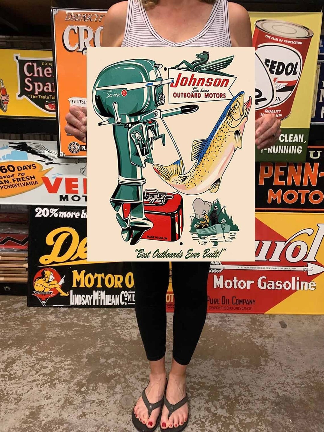 JOHNSON Sea Horse Outboard Boat Motor Advertising Sign Gas Pump Motor ...