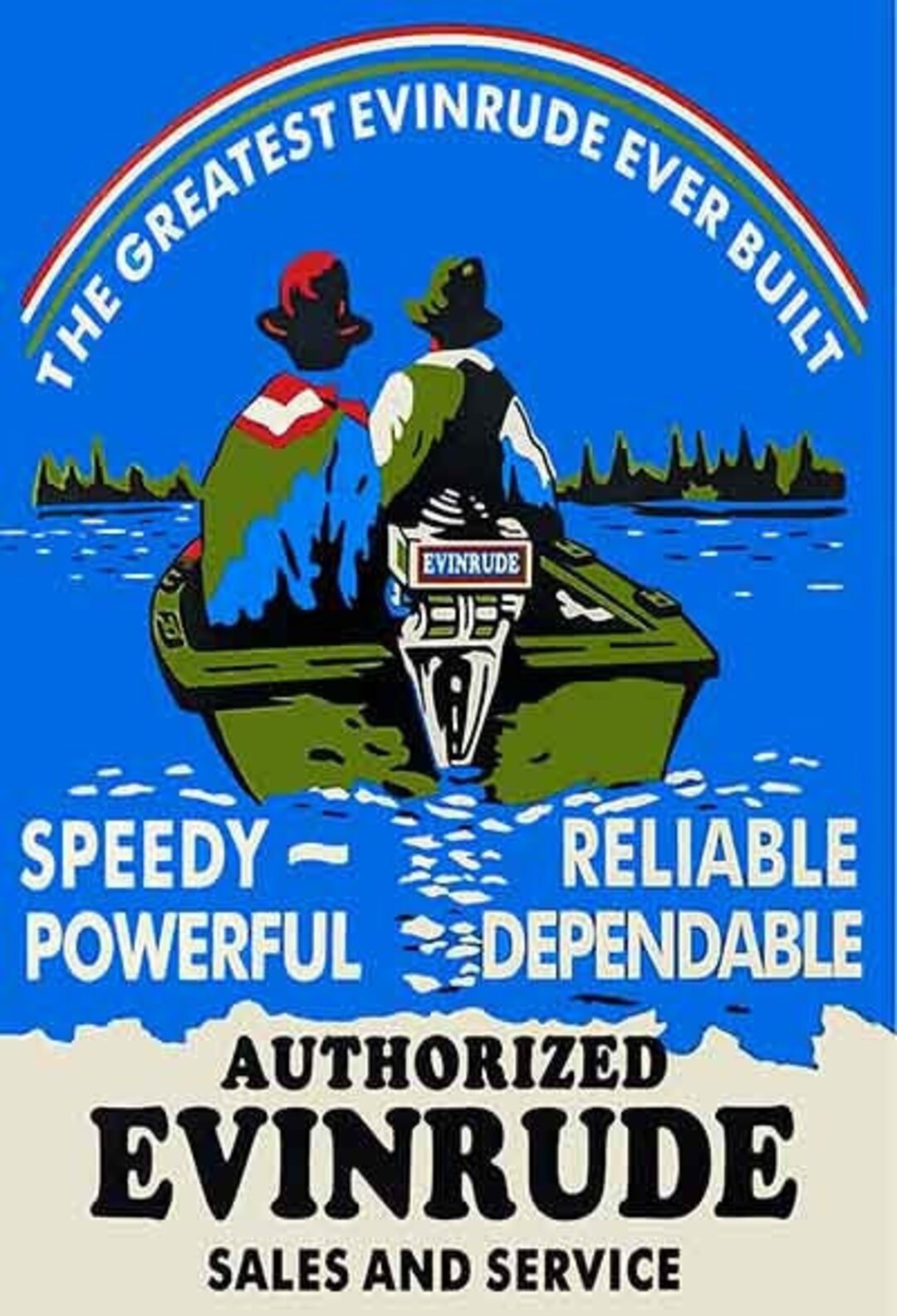 Evinrude Sign Large 24in Metal Boat Store Display Man Cave Gas Oil ...