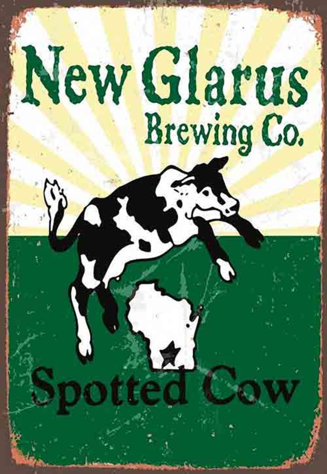New Glarus Beer Sign Spotted Cow Large 24in Minnesota Mn Beer Bar Pub ...