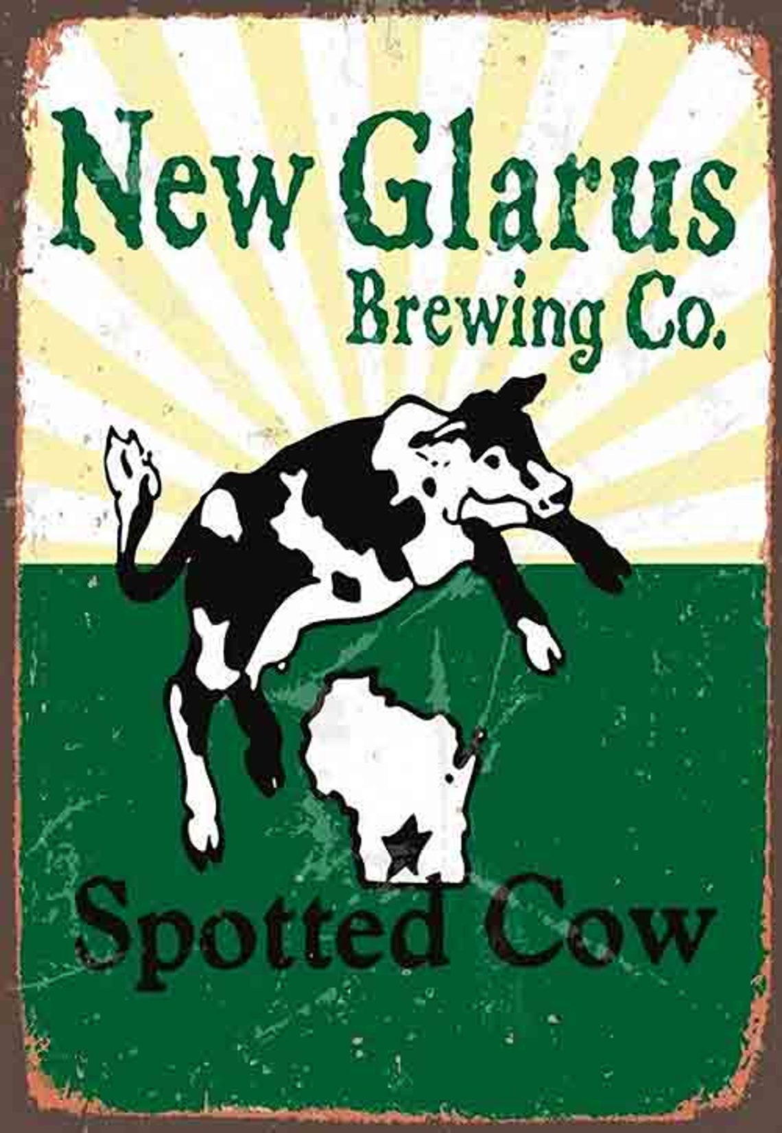 New Glarus Beer Sign Spotted Cow Large 24in Minnesota Mn Beer Bar Pub ...