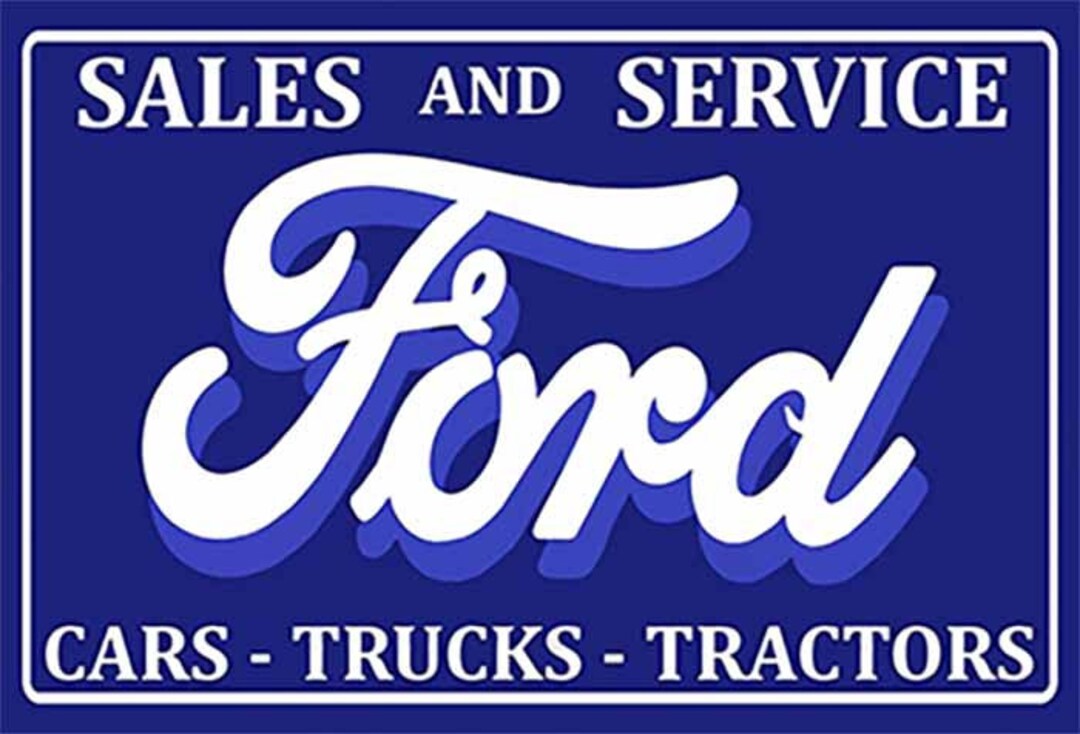 FORD CARS TRUCKS Tractors Dealer Sales Service Old School Sign Large ...