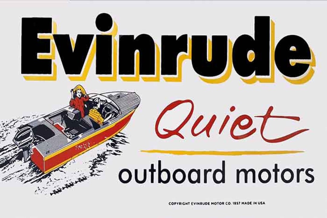 Evinrude Sign Large 24in Metal Boat Store Display Man Cave Gas Oil ...