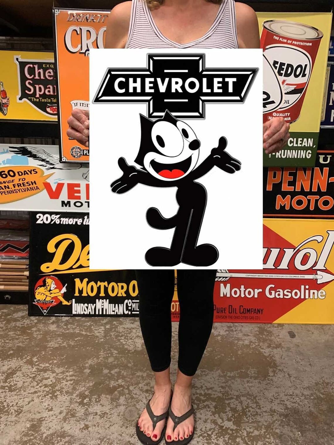FELIX THE CAT Service Gas Pump Sign Large Chevrolet Sign - Etsy