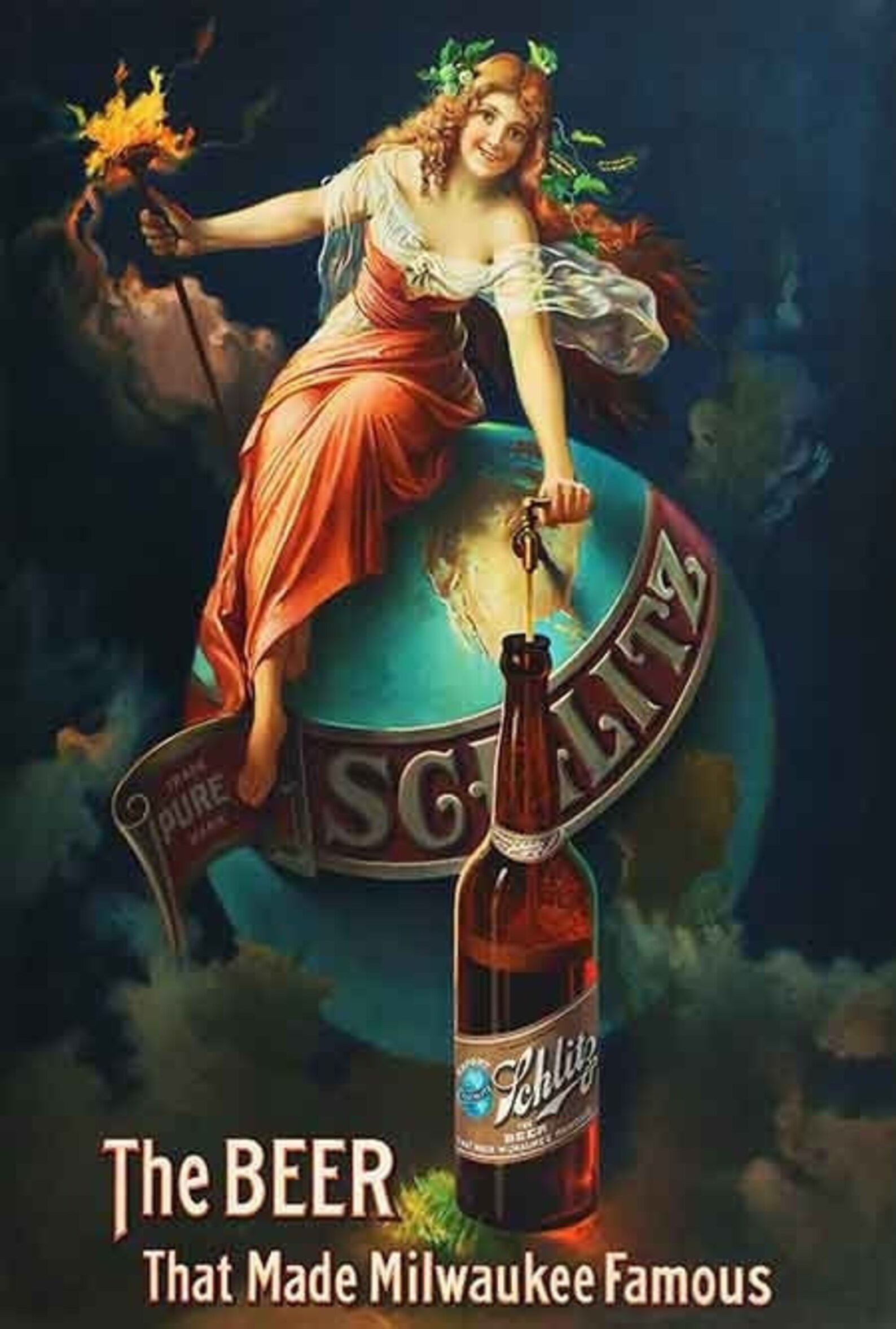 Schlitz Beer Sign Large Metal Display Retro Sign Man Cave Liquor - Etsy