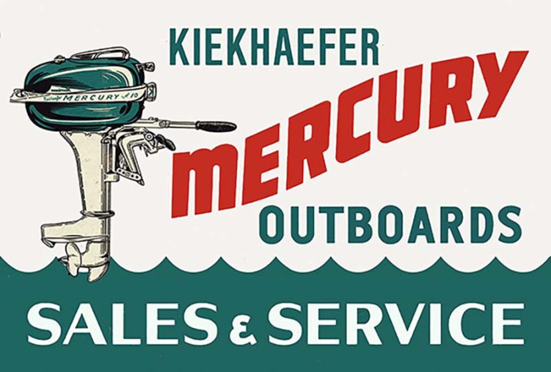 MERCURY Outboard Kiekhaefer Metal Sign Boats Boat Motors Large 24in ...
