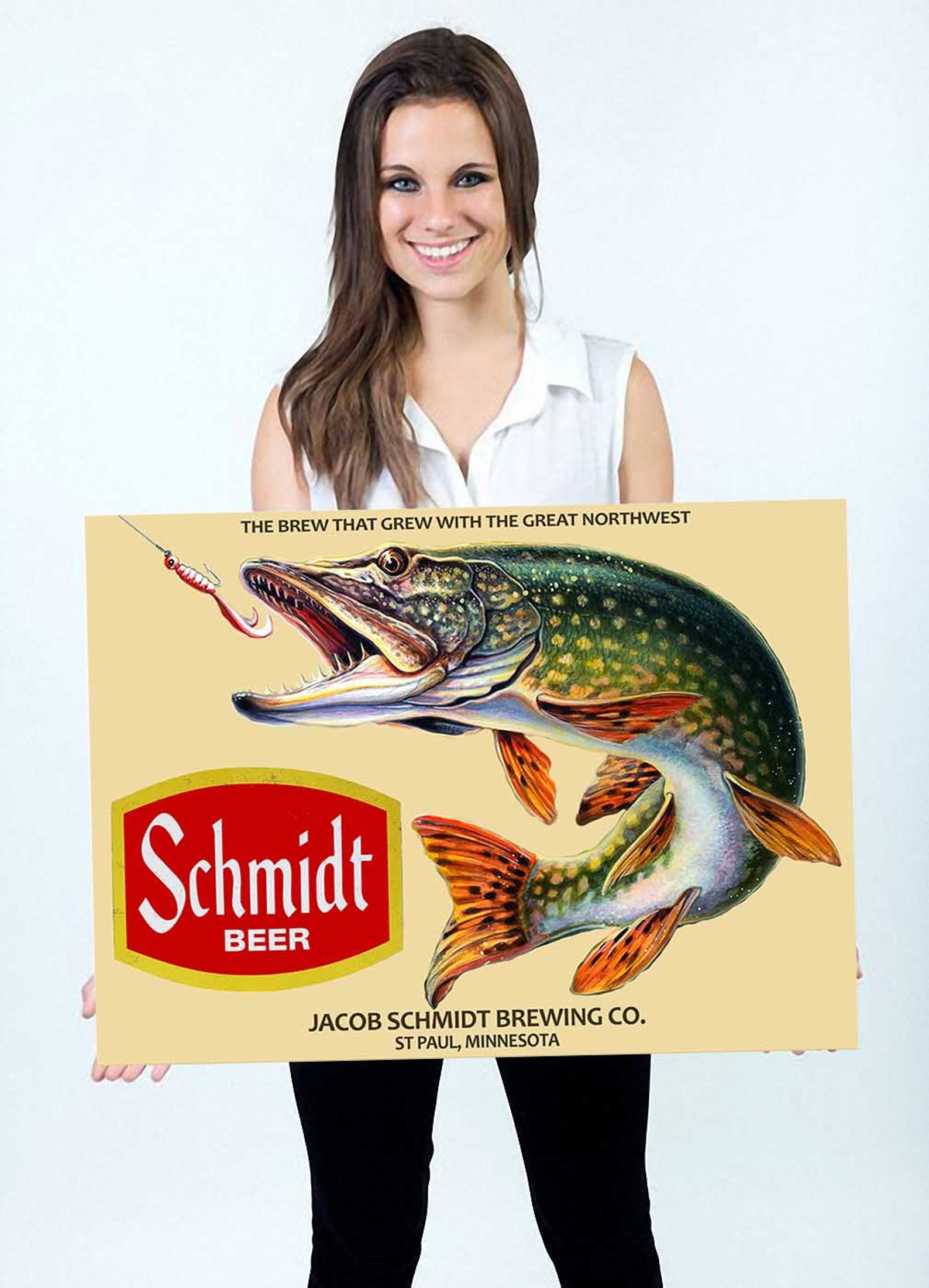 Schmidt Beer Sign Northern Pike Minnesota Fish Large 24in Metal Sign - Etsy