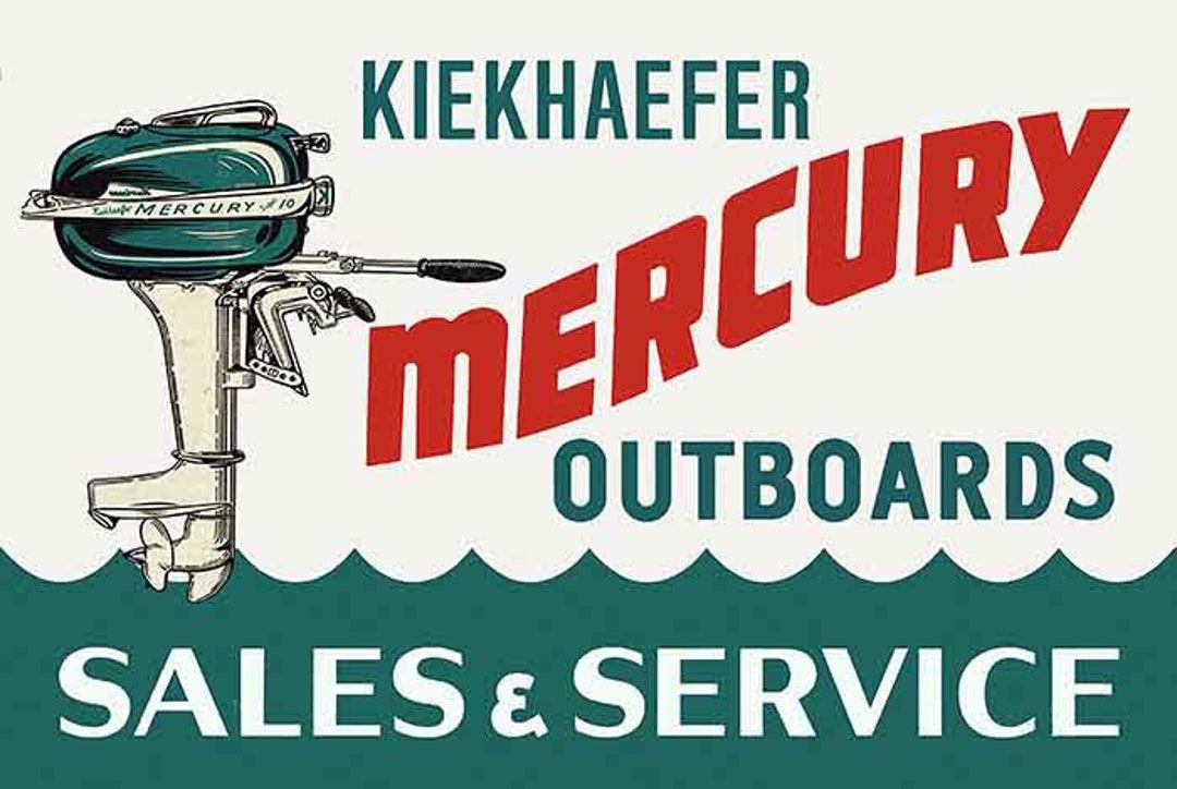 MERCURY Outboard Sign Large 24in Boat Motors Vintage Style Dealer ...
