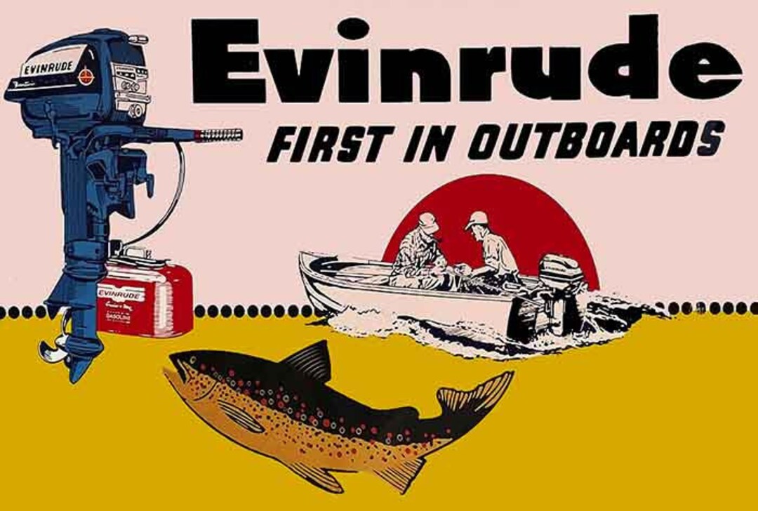 Evinrude Sign Large 24in Metal Boat Store Display Man Cave Gas Oil ...