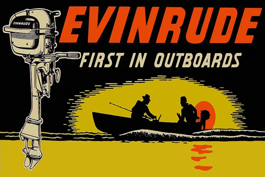 Evinrude Outboard Motors Metal Sign Large Vintage Style Dealer Display ...
