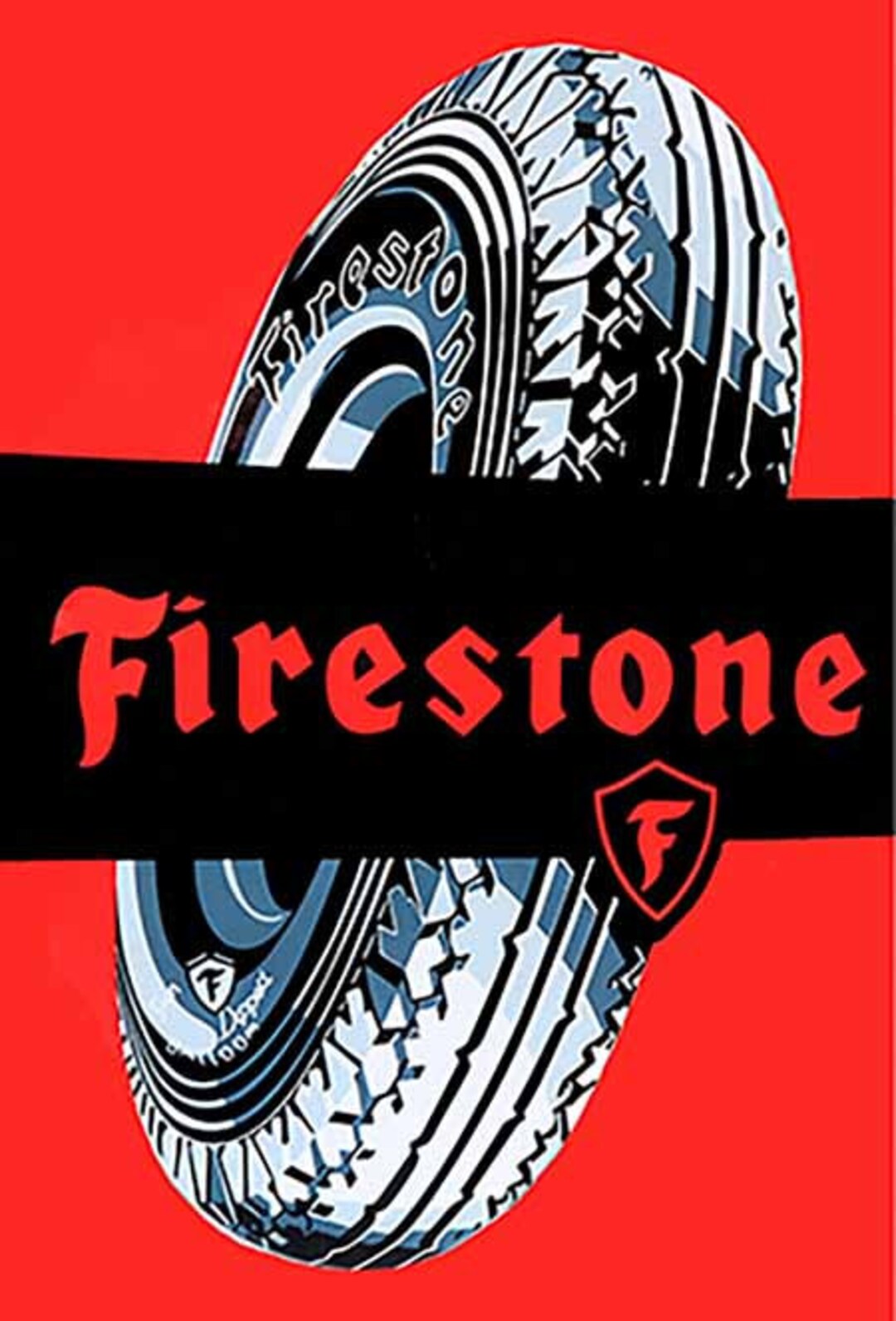 FIRESTONE Sign Tire Dealer Sign 32in Large 1940s-50s Style Service Sign ...