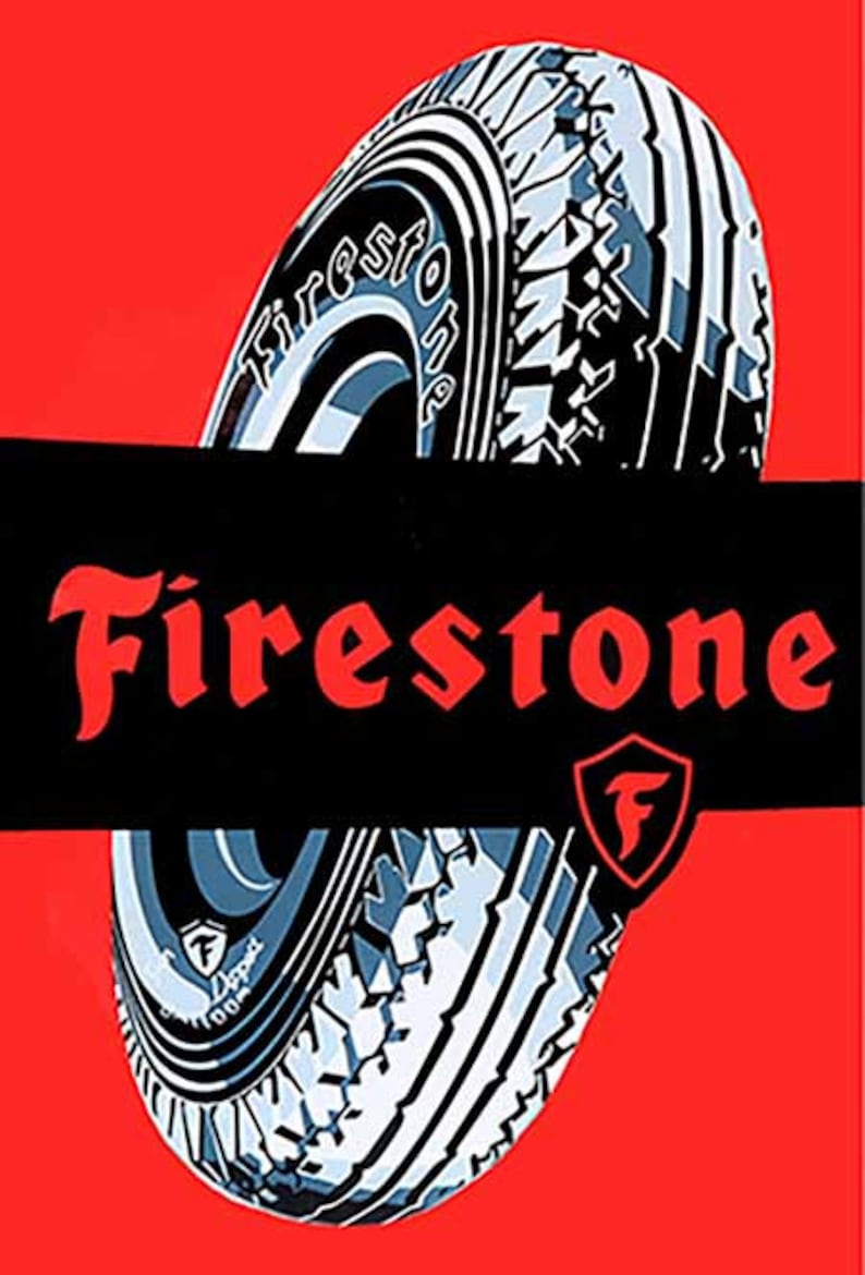 FIRESTONE Sign Tire Dealer Sign 32in Large 1940s-50s Style Service Sign ...