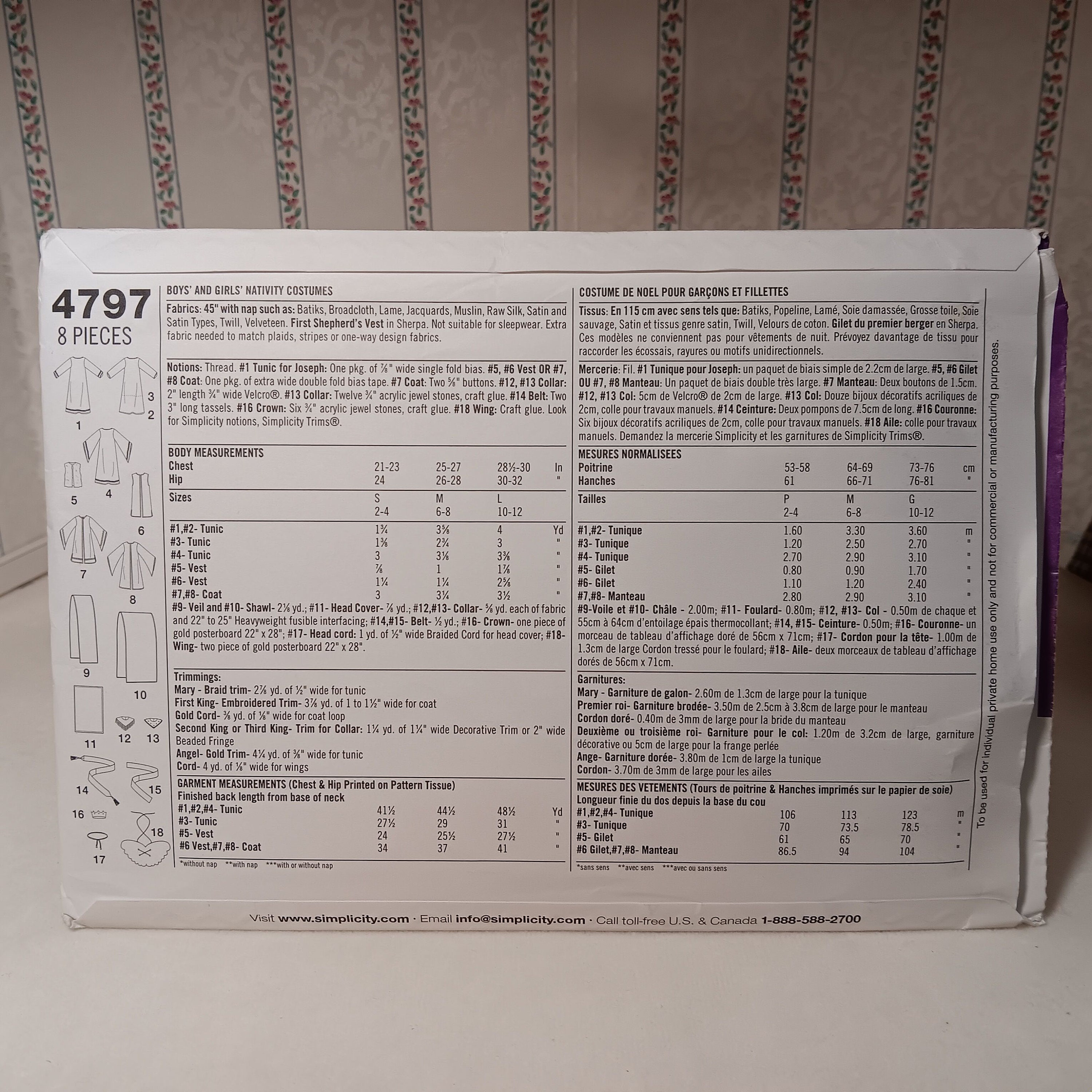 Simplicity Costume Sewing Pattern 4797 Boys and Girls Nativity - Etsy