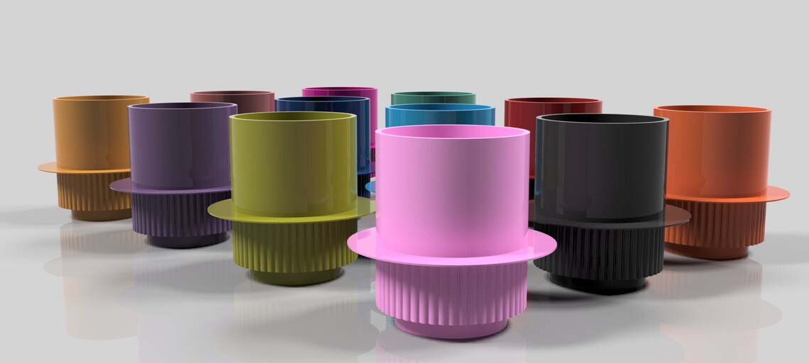 Modern 3D Printer Flower Pot STL striped Tabletop Vase Model, Home ...