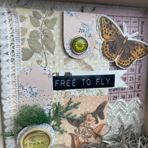 Free to Fly, Diorama Wood Shadow Box 5x5. Nature Inspired. Mixed Media ...