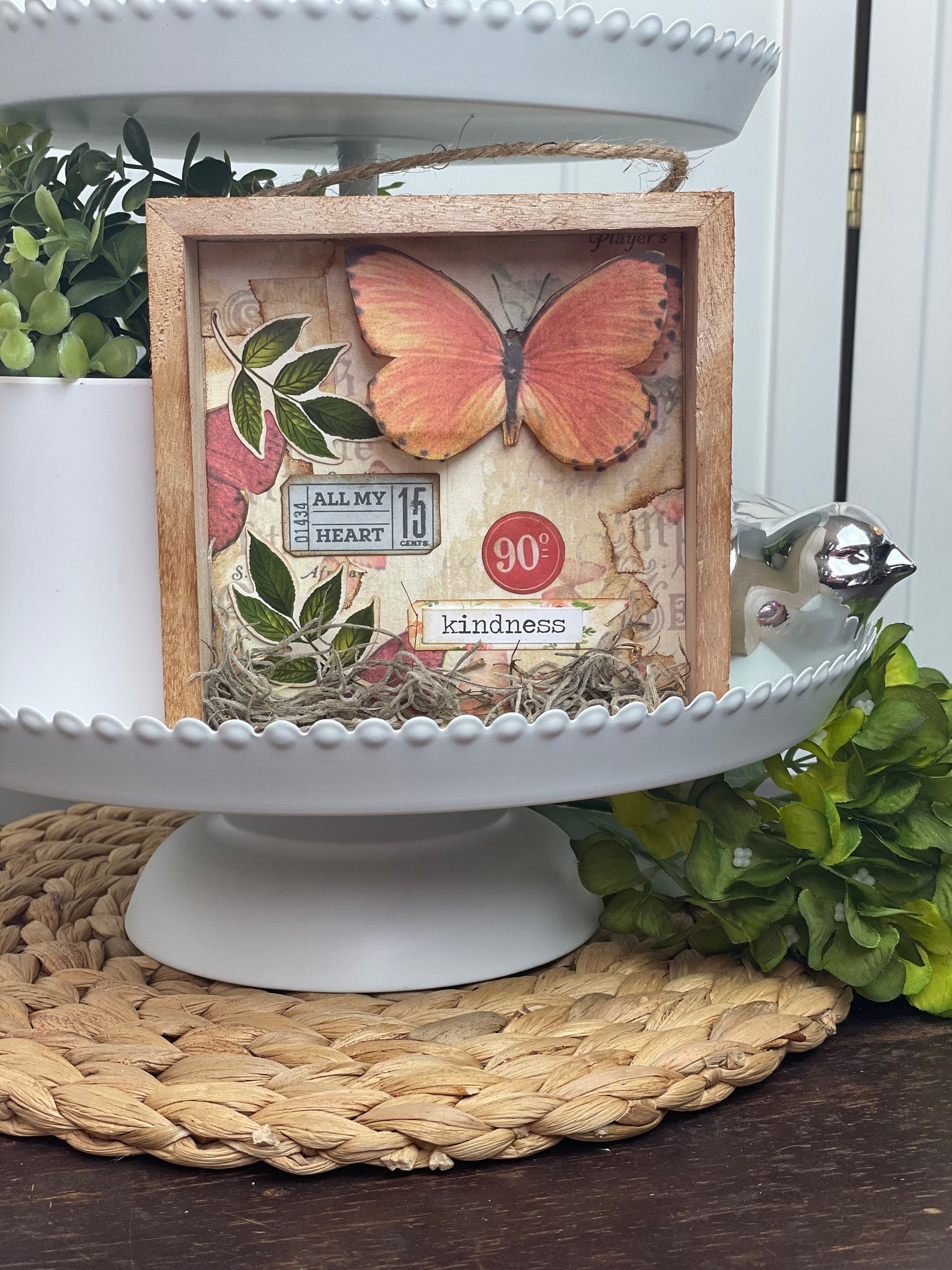 Kindness, Diorama Shadow Box With 3D Butterfly 5x5. Nature Inspired ...